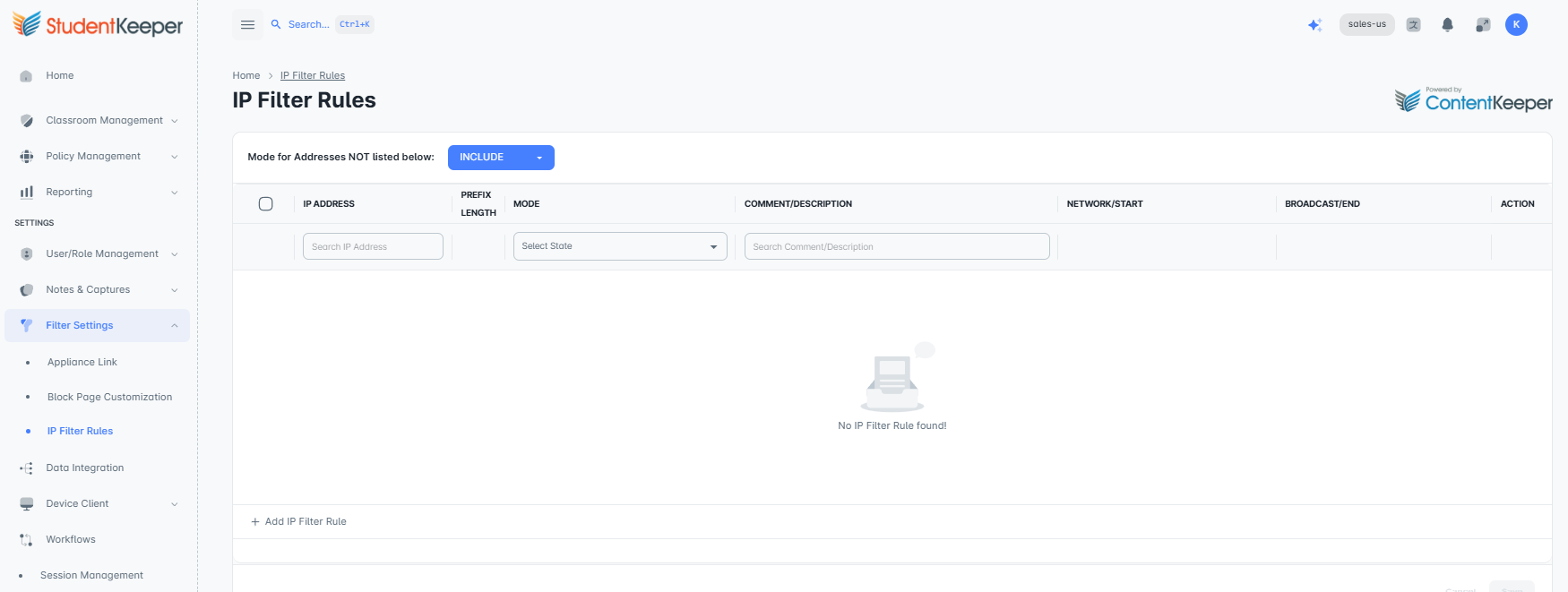 Filter Settings: Exclude IP Addresses from Filtering – Ativion