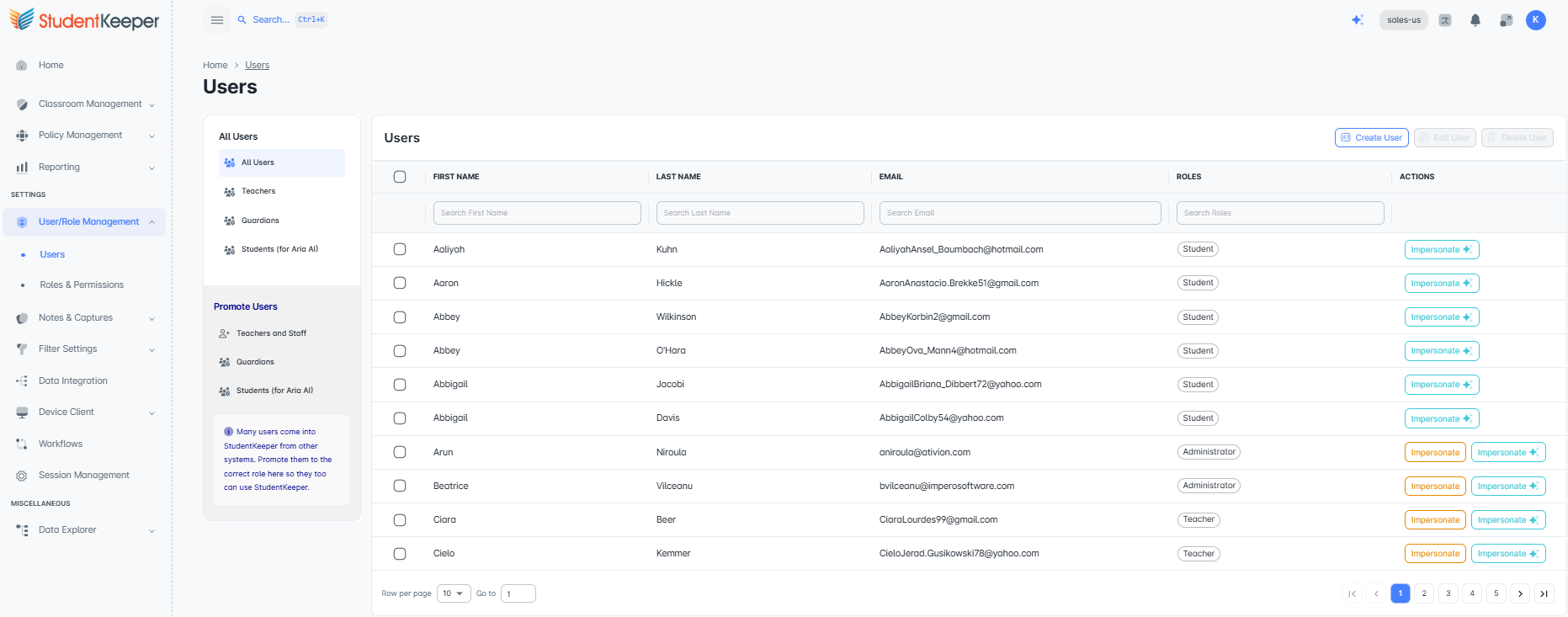 User/Role Management: Impersonate User – Ativion