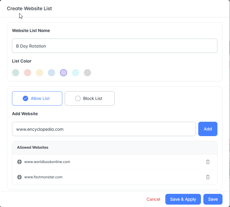 Classes: Allow and Block List – Ativion