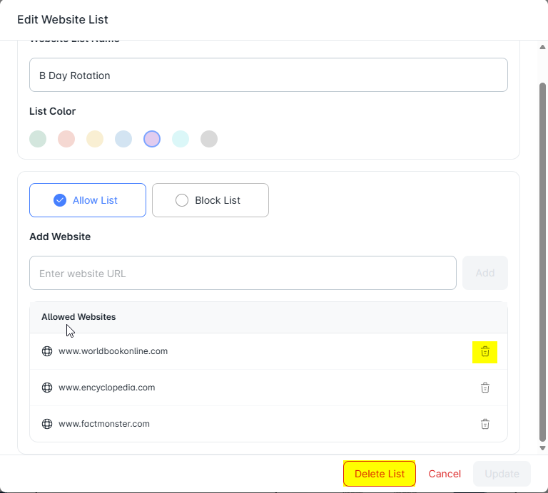 Classes: Allow and Block List – Ativion